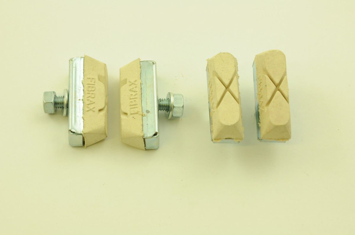 SET OF 4 FIBRAX WHITE BMX MAG WHEEL BRAKE PADS BRAKE BLOCK OLD SCHOOL