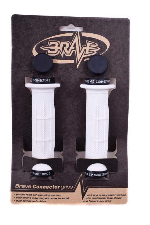 BRAVE CONNECTOR HANDLEBAR GRIPS DOUBLE LOCK-ON RINGS 22.2mm WHITE ...