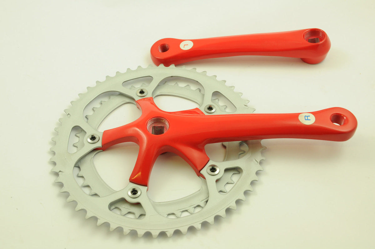 RED DOUBLE RACING BIKE CHAIN WHEEL SET 42/52TEETH 170mm CRANK FORGED ALLOY