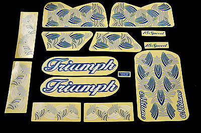 DECAL SET-TRIUMPH MILANO BLUE & SILVER STICKER PACK SUIT MANY OTHER BI