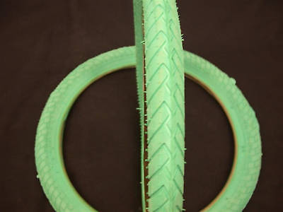 PAIR 20 x 1.95 GREEN TYRES FOR OLD SCHOOL BMX,MODERN BMX, FOLDER ,KIDS