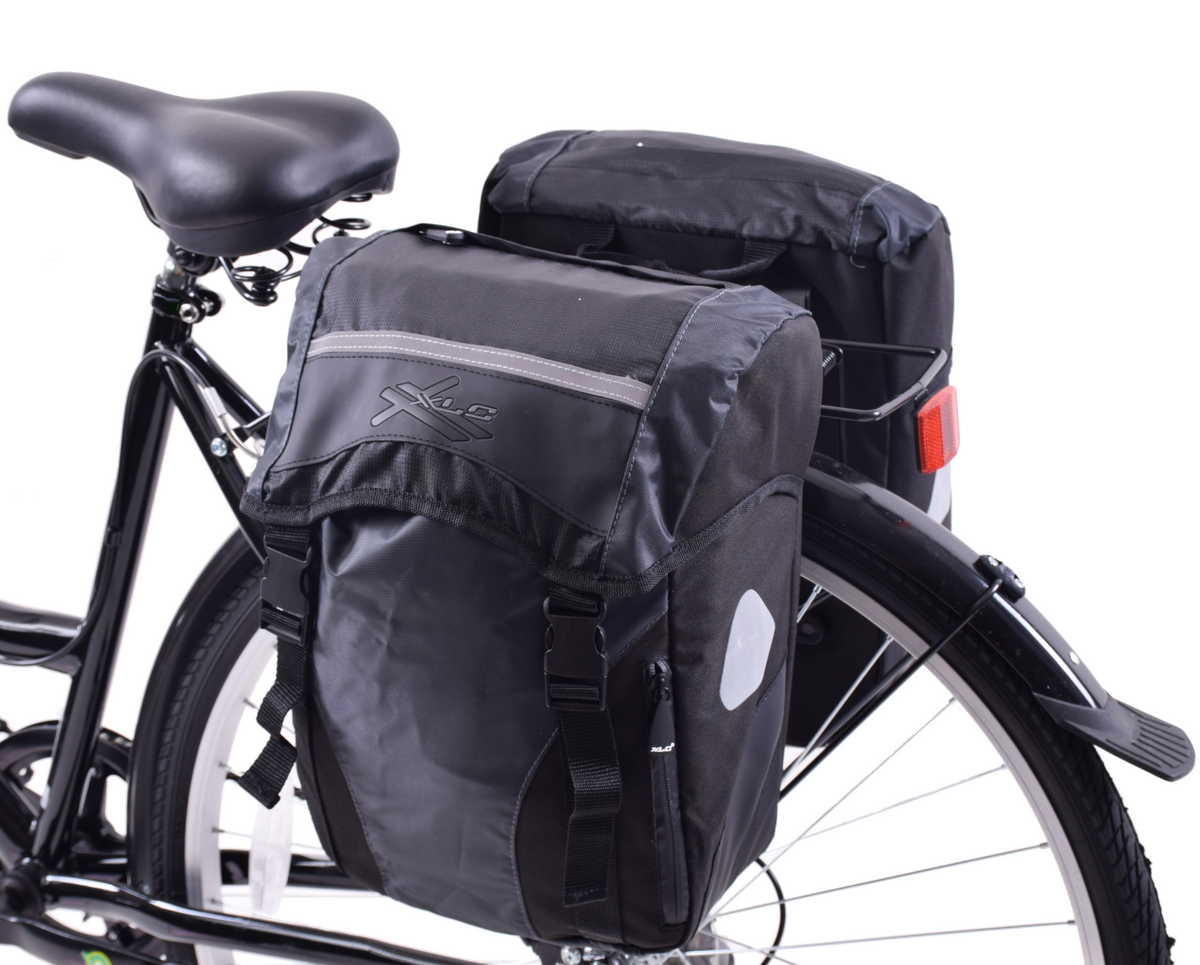 XLC Rear Pannier Bike Bags Pair Set 30 Litre Roll Top Touring Bags ...