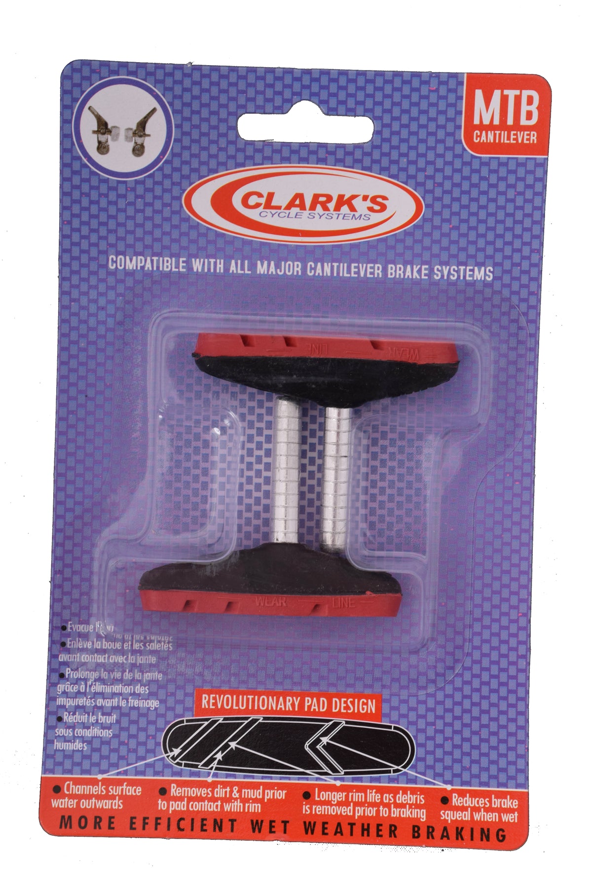 CLARKS CANTILEVER 60mm BRAKE BLOCKS PADS RED POST-TYPE ALL WEATHER BUY ...