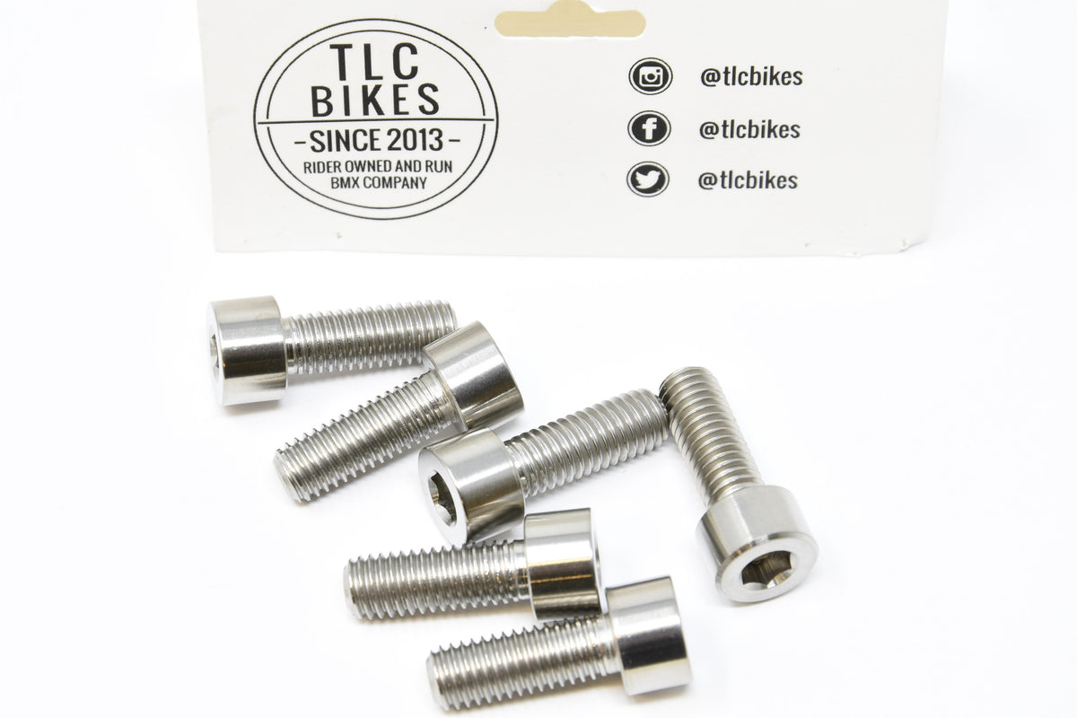Set Of Six TLC Bikes Fit S & M Titanium Natural BMX Stem Bolts Ultra L