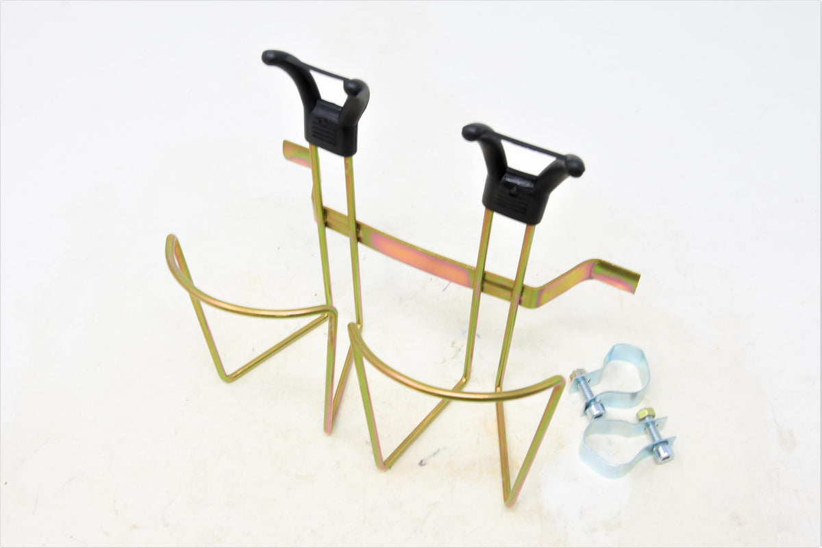 CLASSIC VINTAGE STYLE RACING BIKE HANDLEBAR MOUNT DOUBLE BOTTLE CAGE E