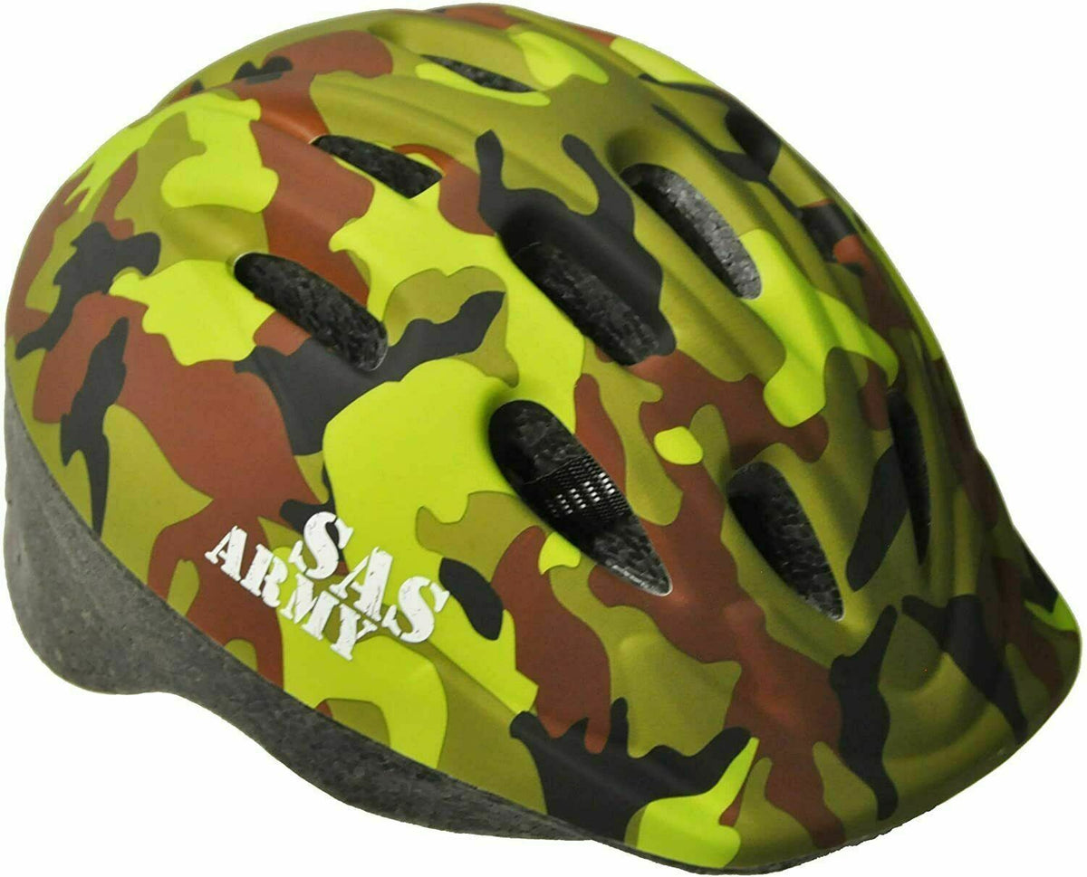SAS ARMY GREEN CAMO KIDS BIKE HELMET 52-56CM ADJUSTABLE BOYS GIRLS KID