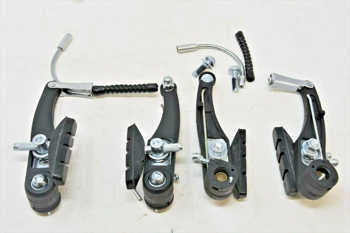 V-BRAKES SET BLACK WITH PIPES, PADS, FIXING BOLTS MTB ATB KIDS BIKES O